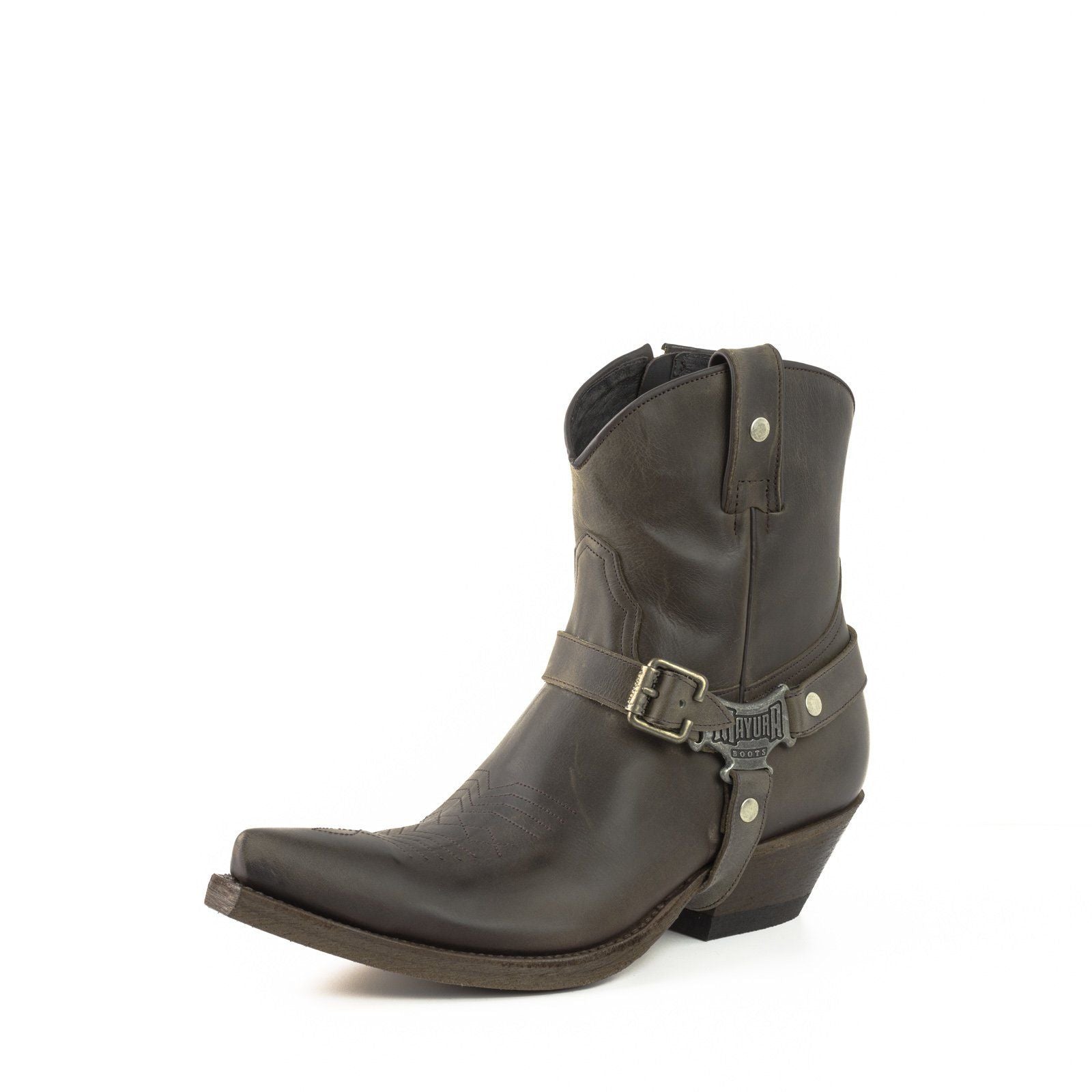 Botins Cowboy Country e Western de Homem 14 Couro Cinzento