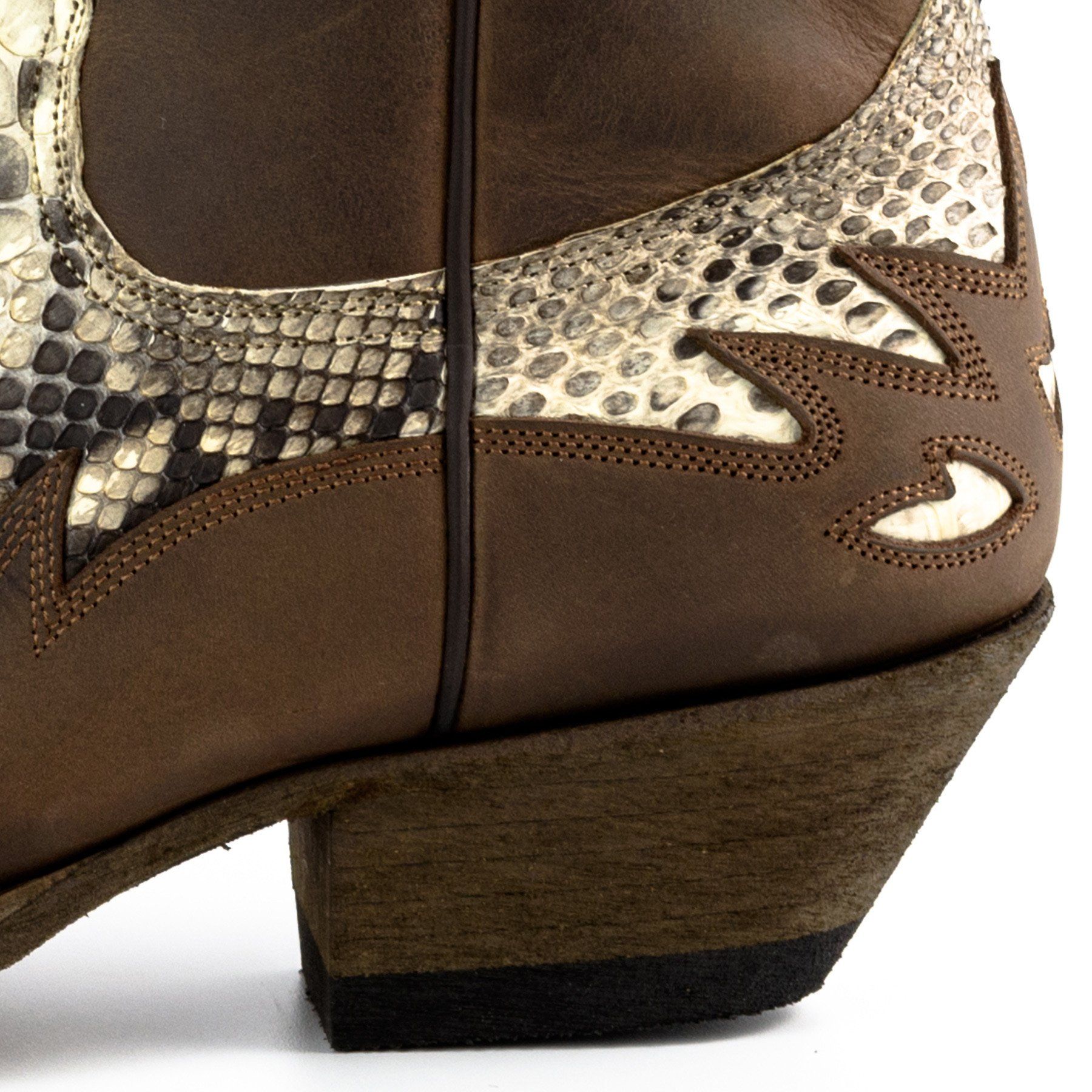 Botins Cowboy Country e Western de Homem 12 Couro Castanho e Branco Exótico