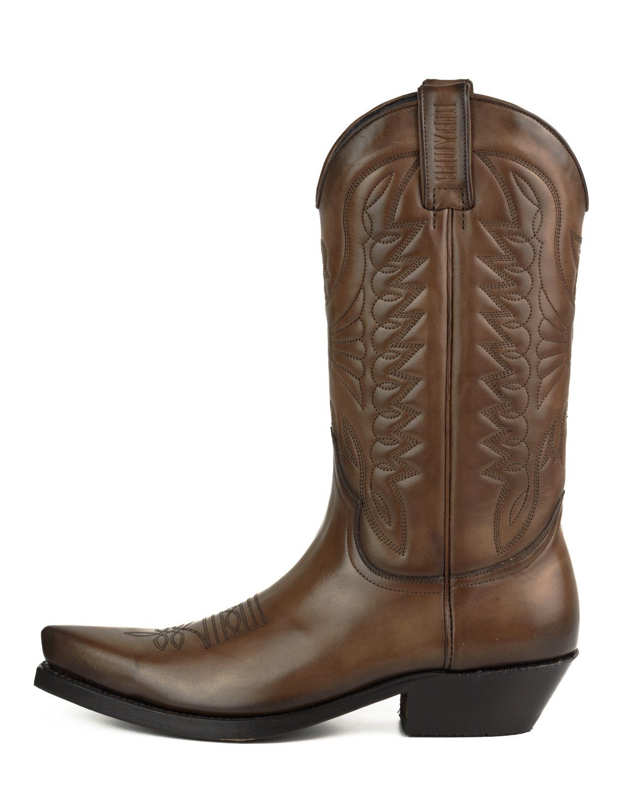 Botas Cowboy Country e Western de Homem e Mulher 1920 Couro Castanho